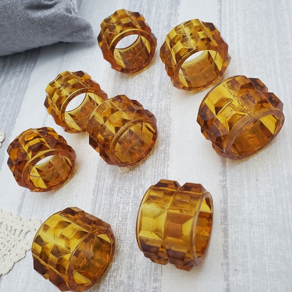 Vintage | Dining | Mcm Glass Amber Napkin Rings Set Of 8 | Poshmark
